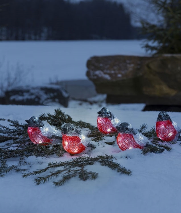Outdoor Robin Light Set - 5 Pieces for Christmas or Other Season