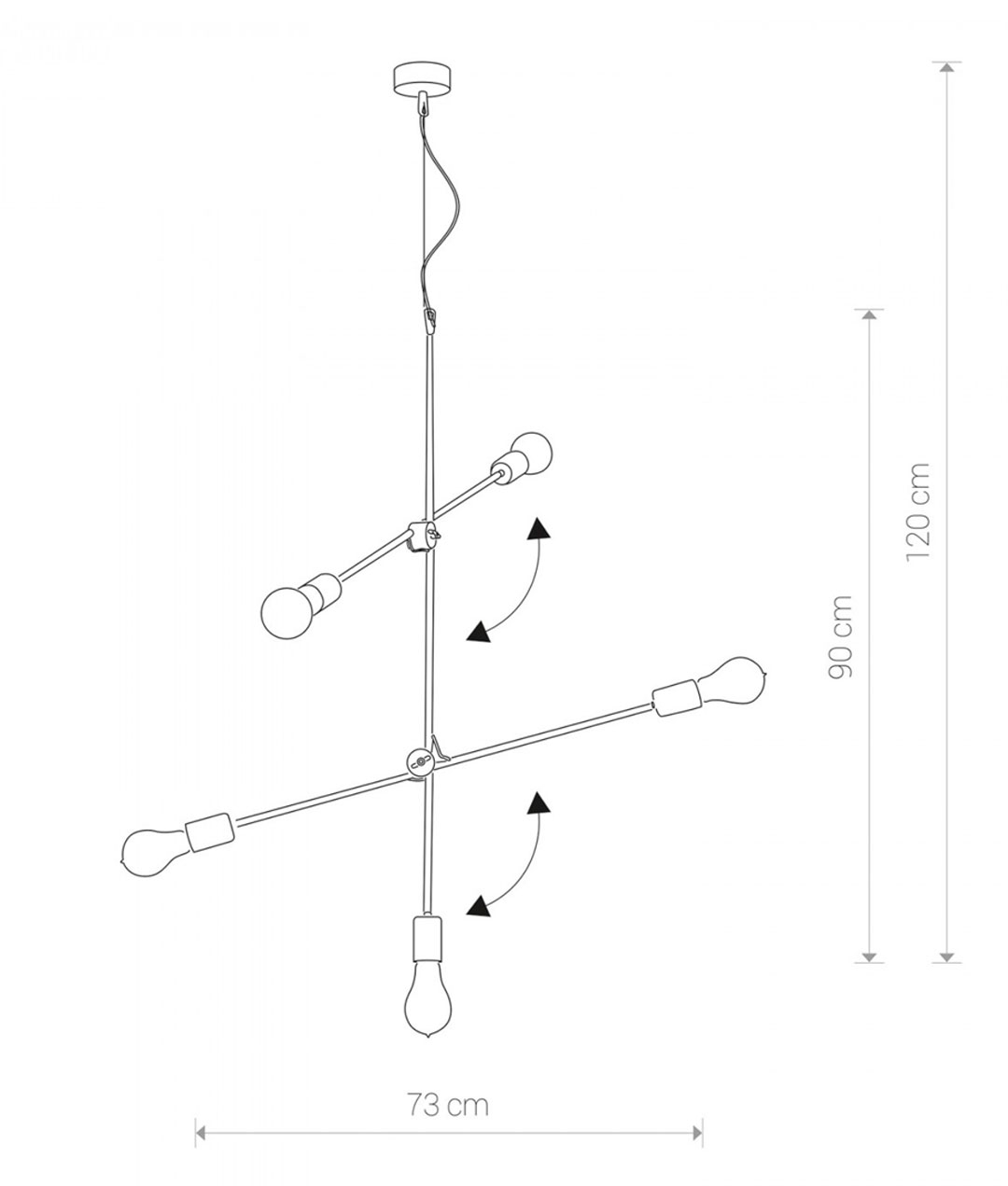 Adjustable Black and Copper Detailed Pendant with Cross Bar - 3 Light