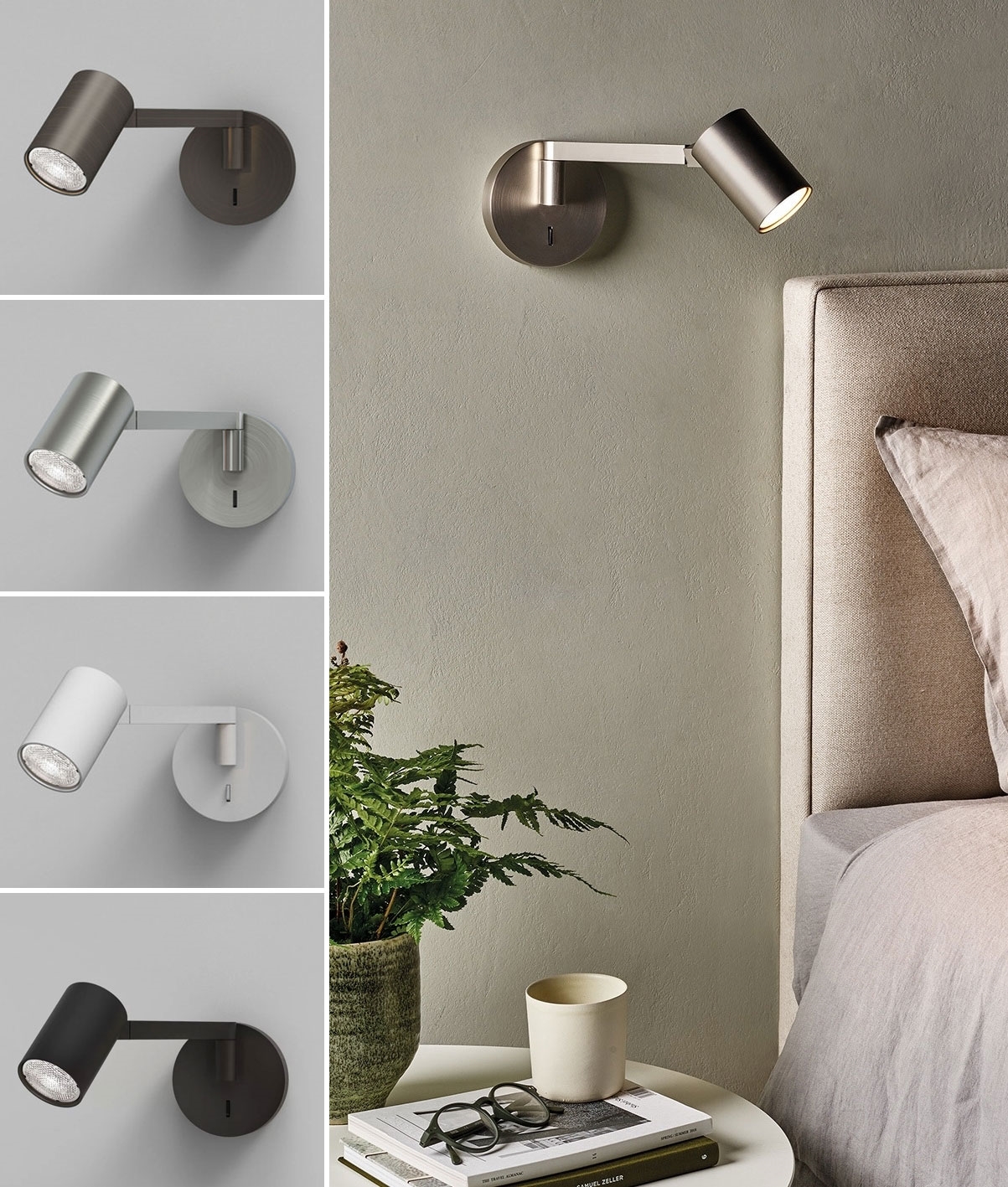Adjustable Swing Arm Bedside Wall Light LED GU10 Lamp