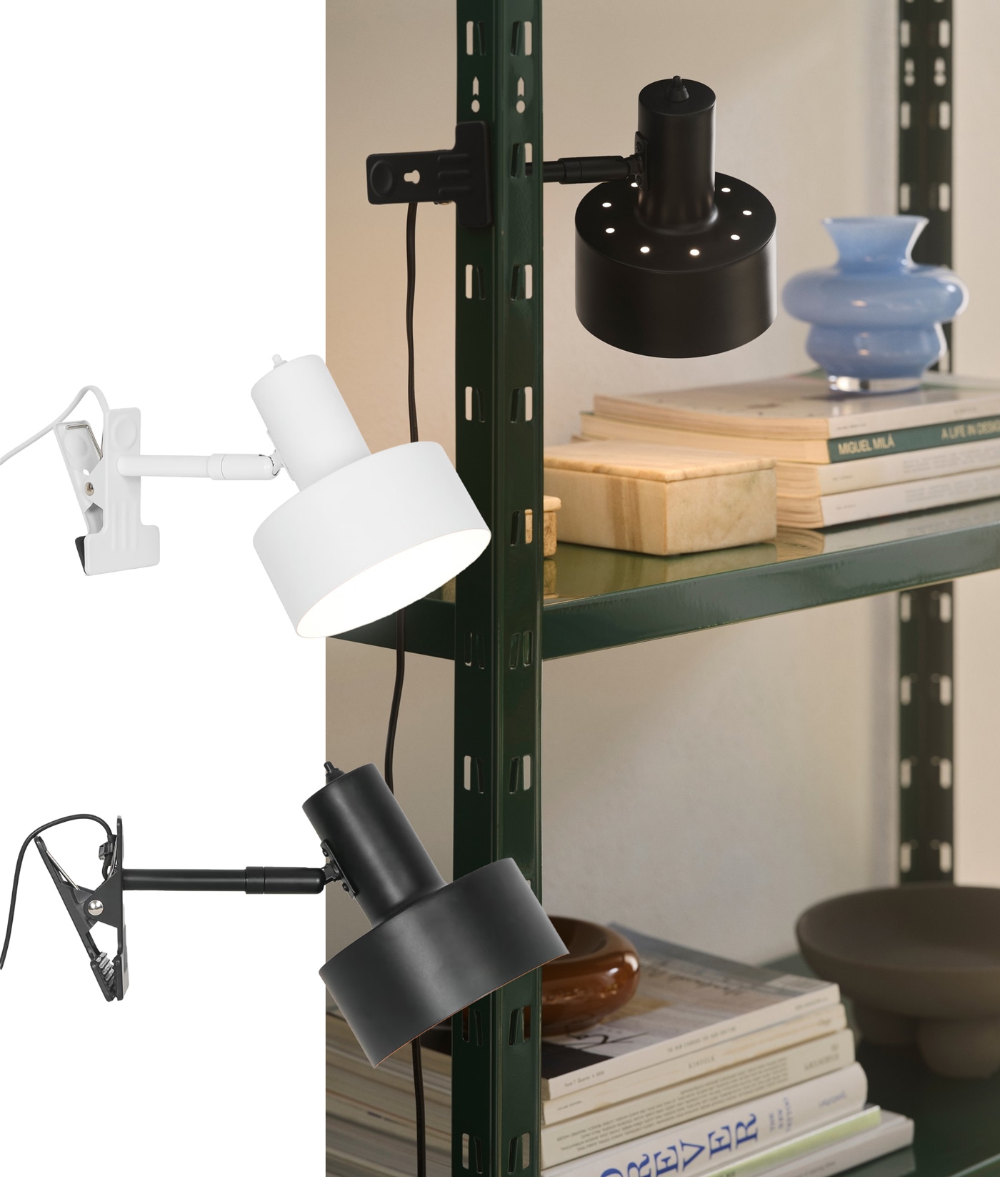 Adjustable Clamp Light in White or Black