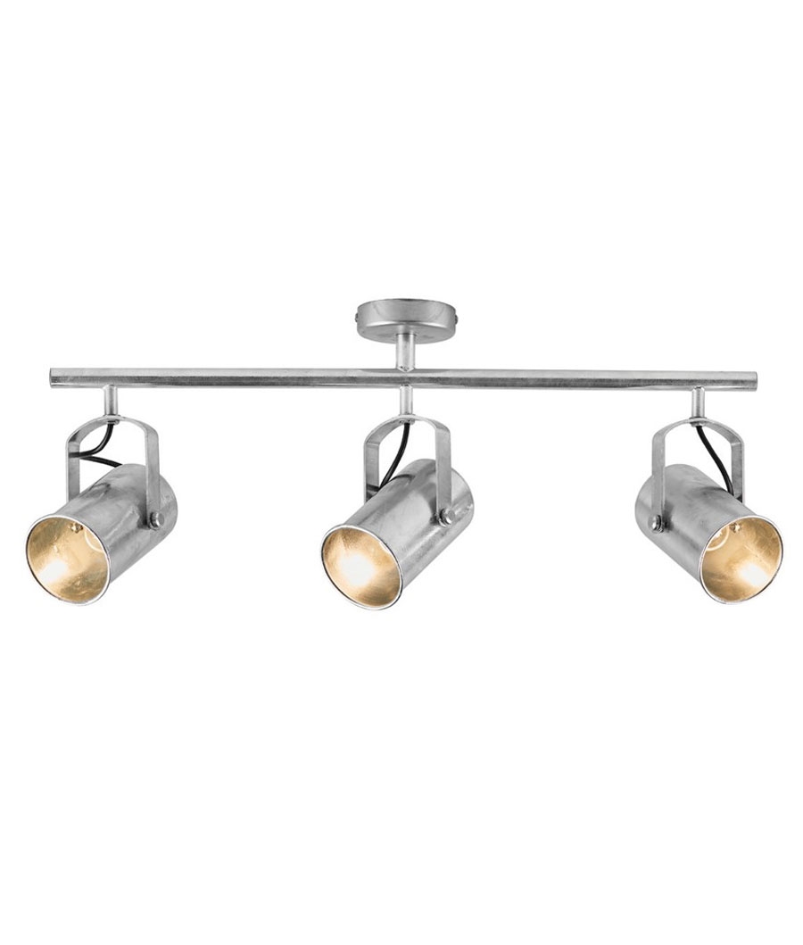 Industrial Style Triple Adjustable Light Bar in Galvanised Steel
