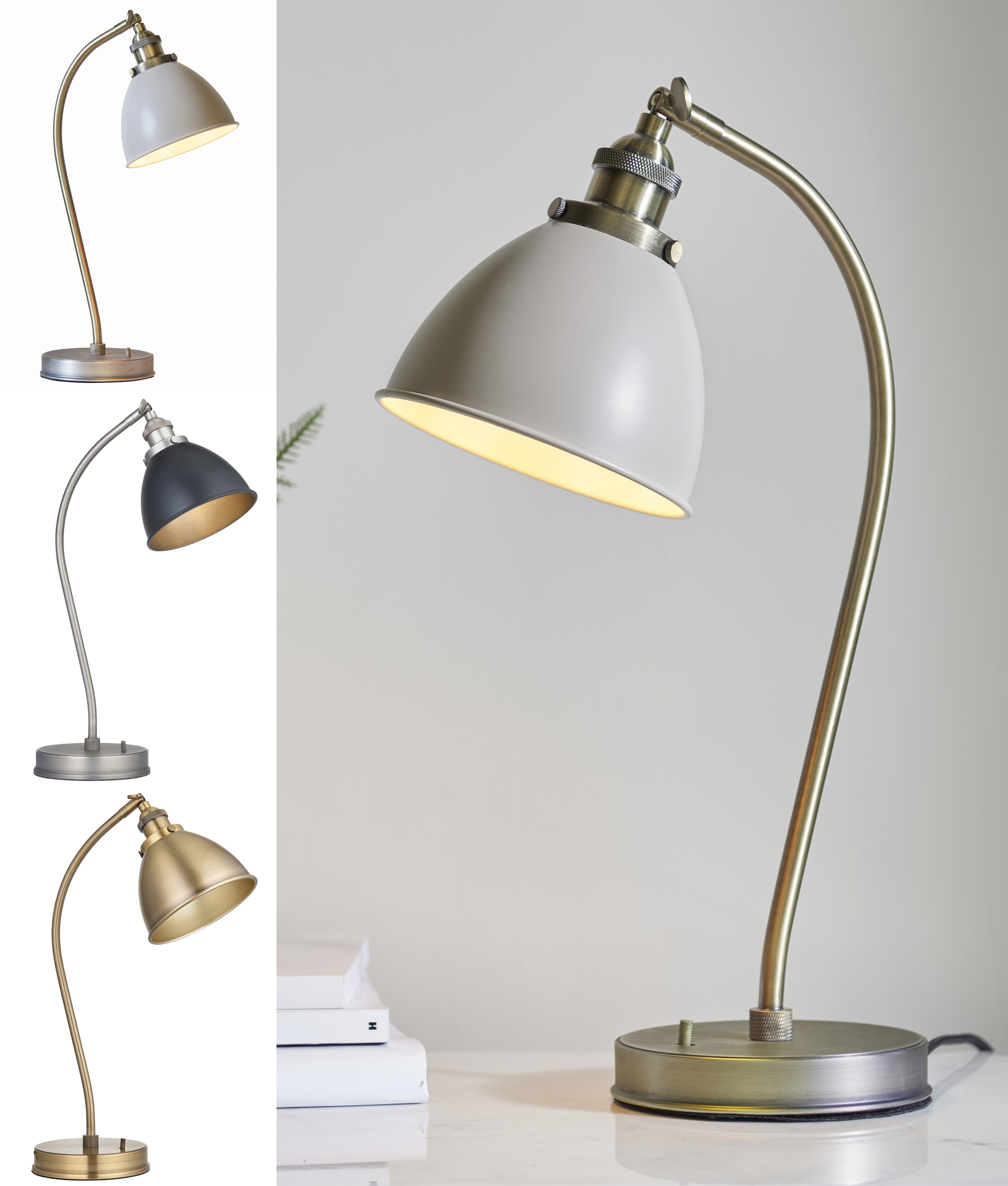 Vintage Table Task Spot Light With Domed Shade - 3 Finishes