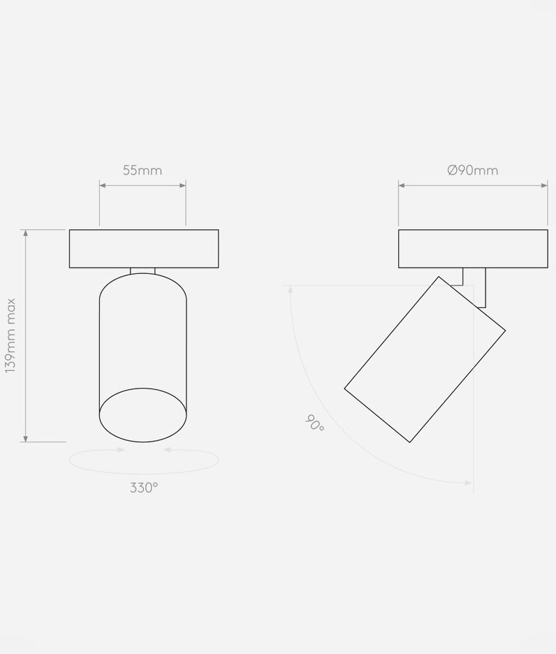 Black or White Narrow Beam LED Adjustable Single Spot Light