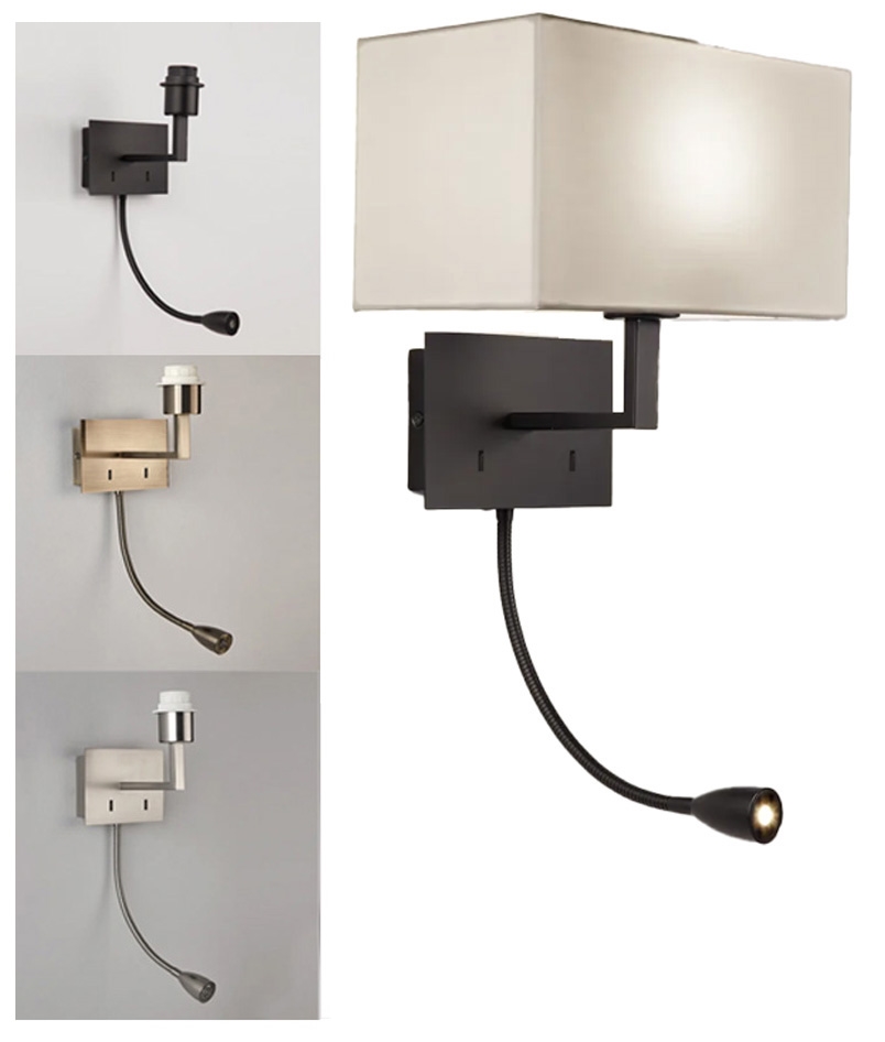 Bedside Wall Light with Dual Switching and LED Reading Light - 4 Options