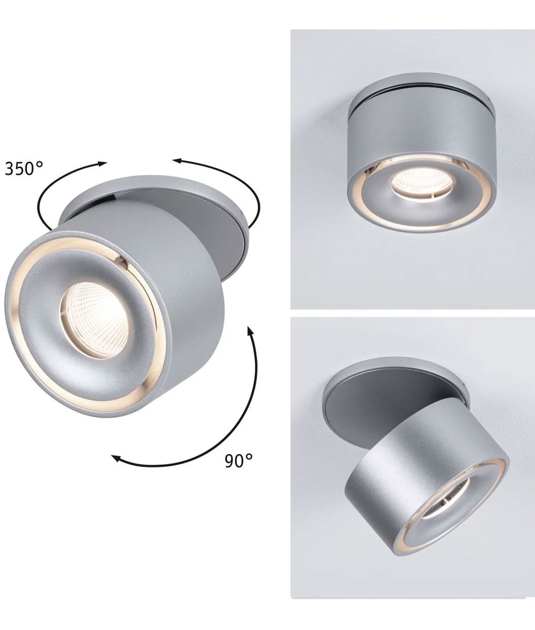 Swivel LED Spotlight - Semi-Recessed & 3 Finishes