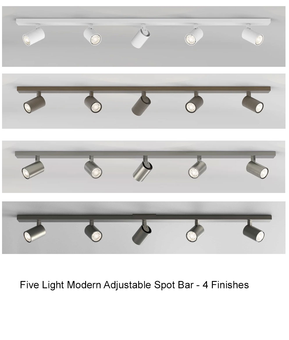 5 Light Adjustable Modern Spot Bar in 4 Finishes