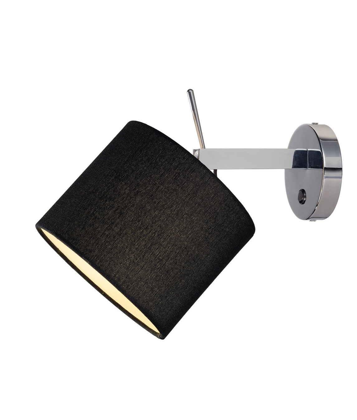 Shaded Adjustable Bedside Wall Light - Chrome & Switched