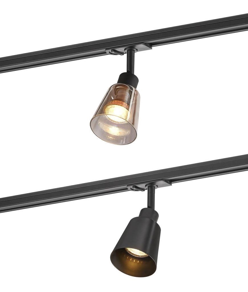 Smoke Glass or Metal Shade Black Adjustable Track Head