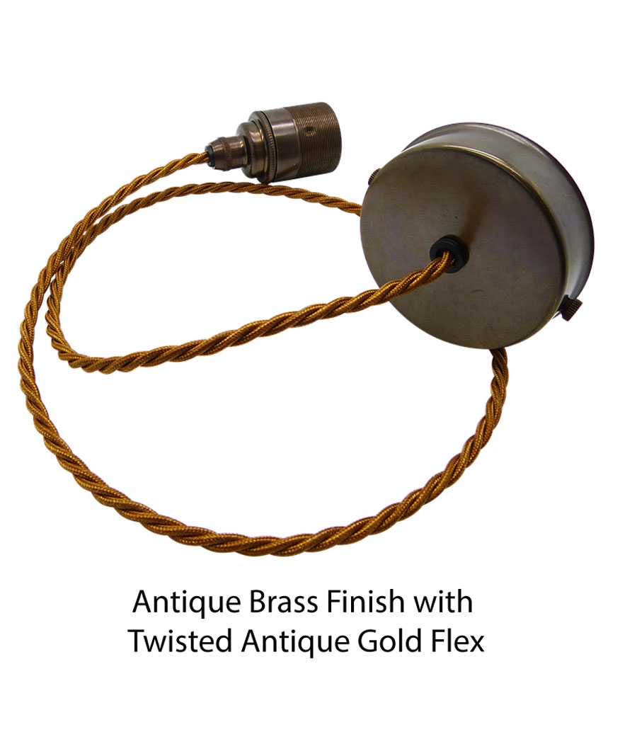 1 Metre Pendant Flex and Ceiling Rose for E27 Bulb