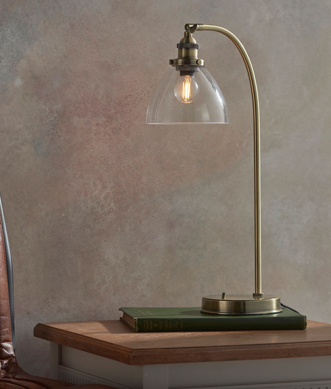 Clear Adjustable Shaded Table Lamp in 3 Finishes