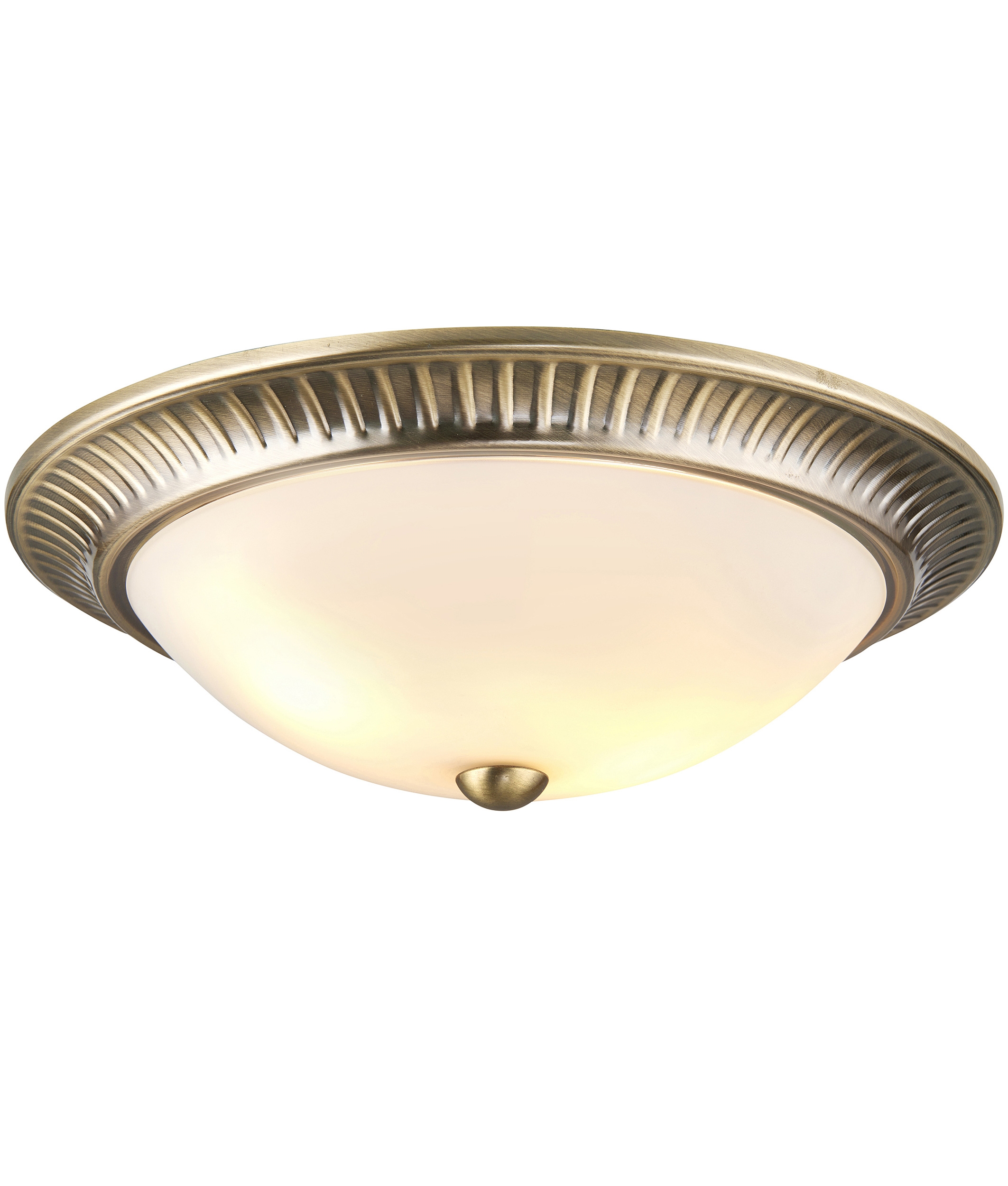 Dome 2-Light Flush Antique Brass Traditional Ceiling Light with Frosted ...