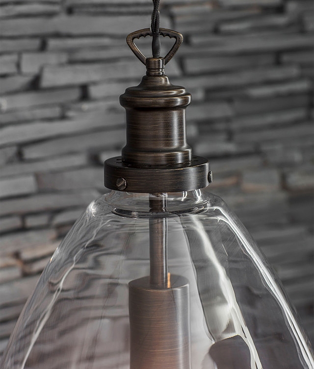 30cm Clear Glass Bullet Shade Industrial Ceiling Light - Satin Nickel ...