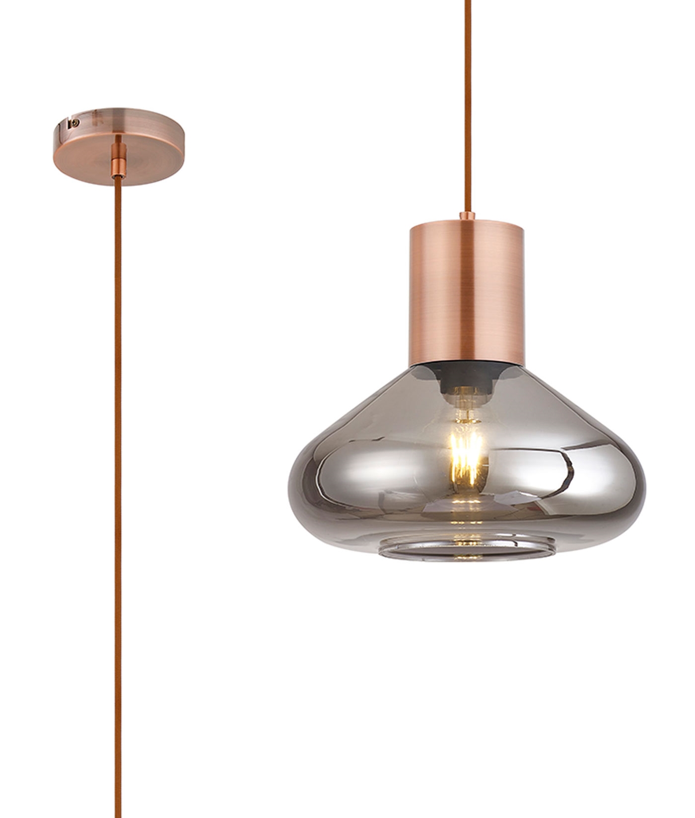 Single Flex Pendant in 5 Finishes with Glass Smoke Shade