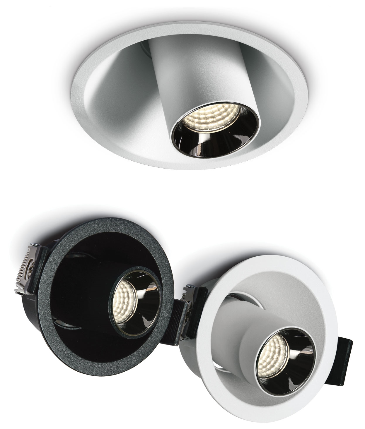 Wallwashing Recessed Cylinder Downlight with LED COB - White or Black