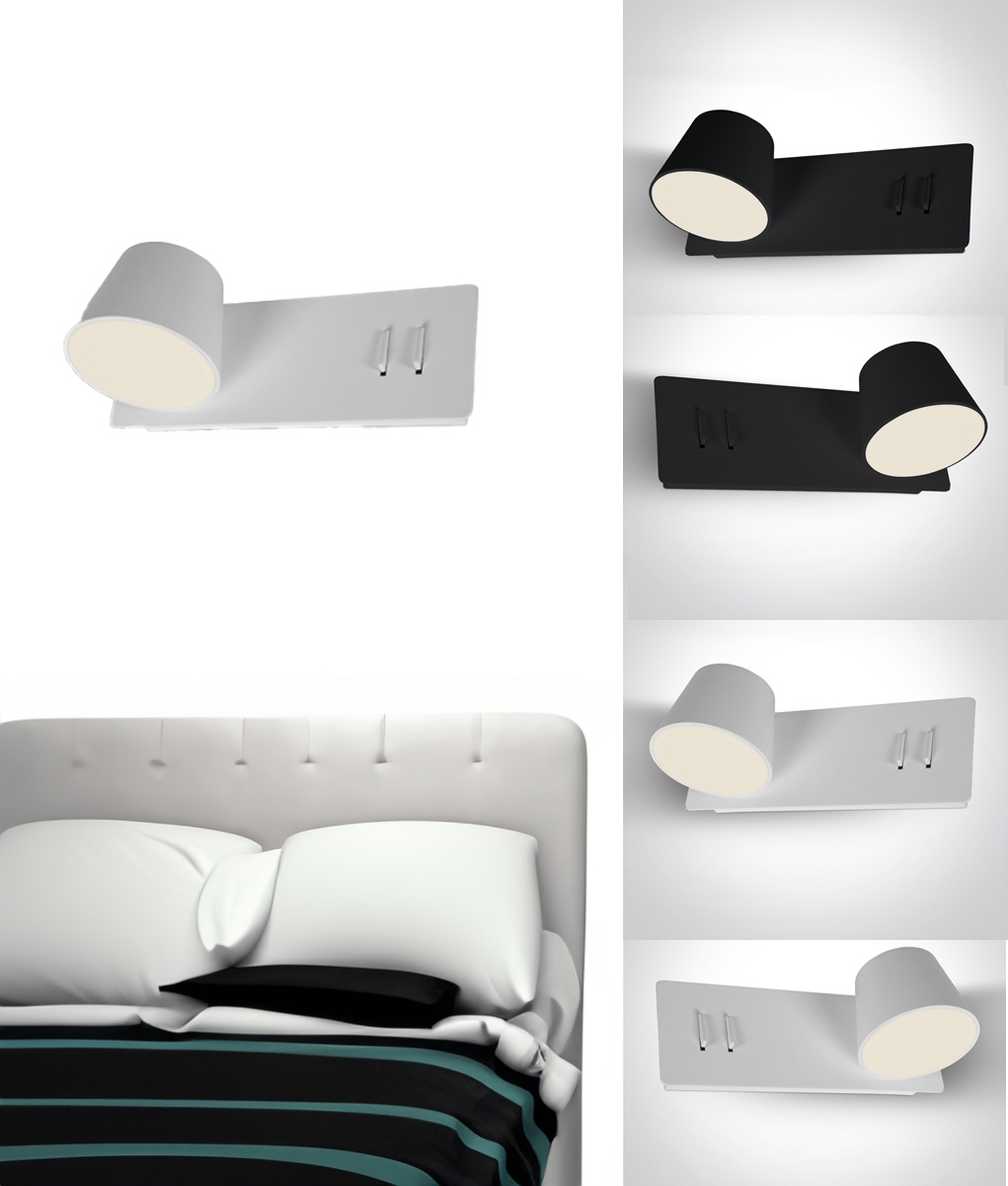 One Light 65147/B/W BLACK LED 6W+4W UPLIGHT WW IP20 230V LEFT