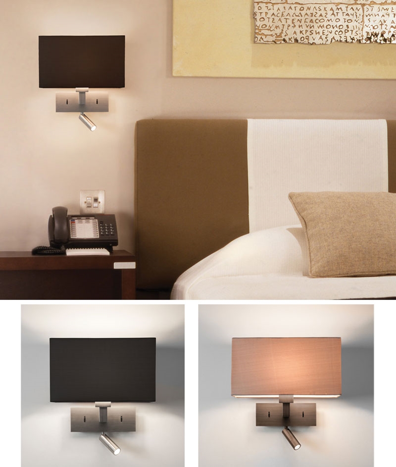 Bedside Wall Light with Dual Switch Built-in for Main Light and LED ...
