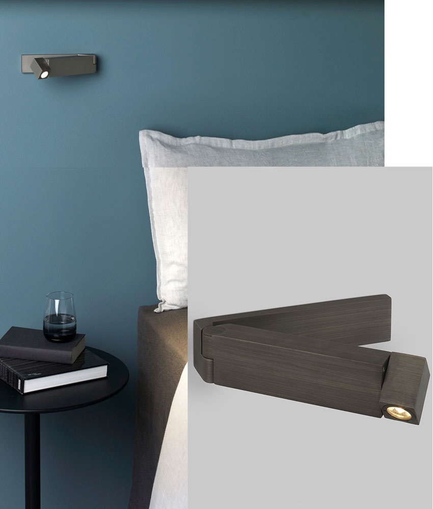 Square-Edged Modern Bedside Reading Light - Switched