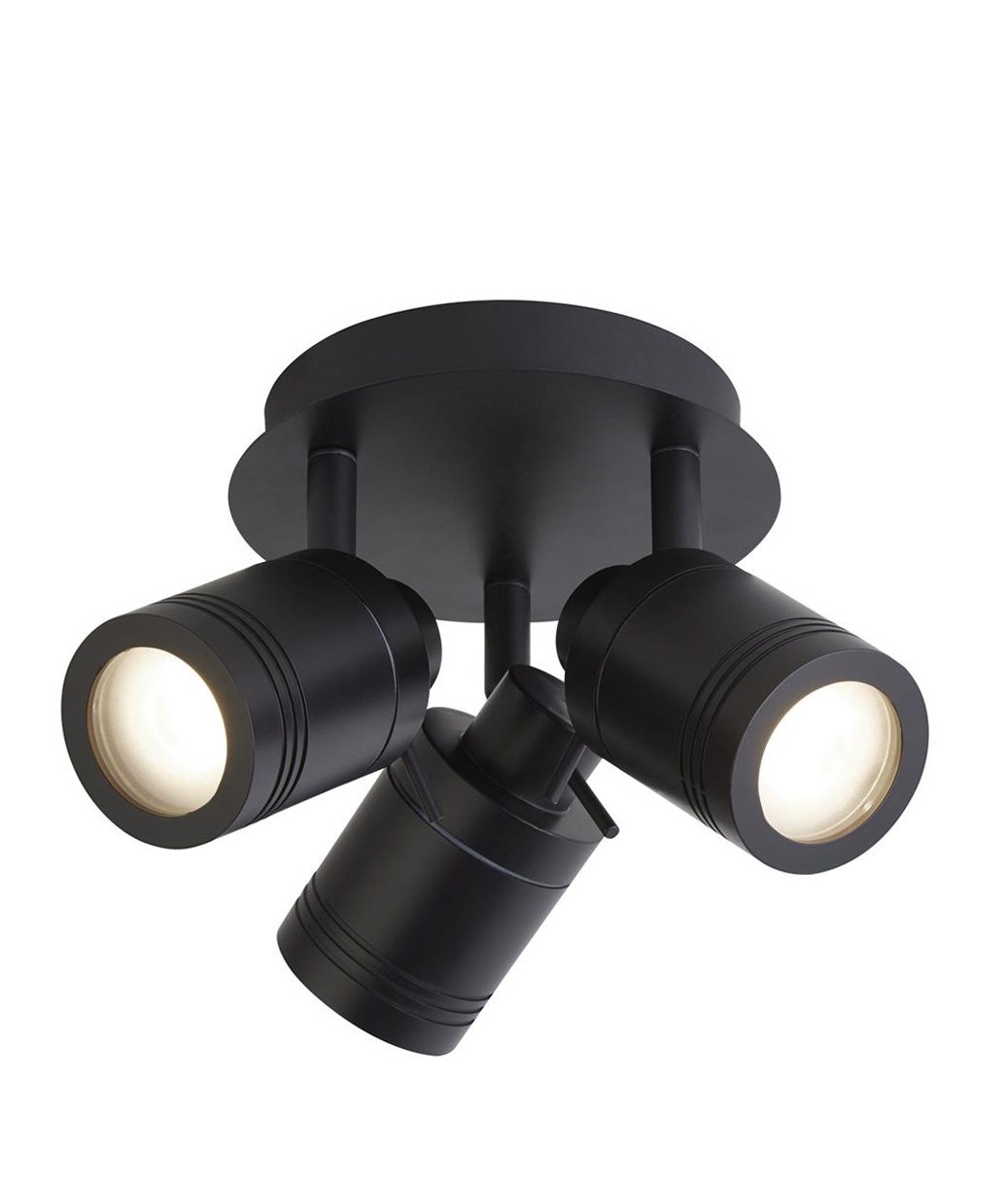 IP44 Adjustable 3 Light Round Spot Plate in Brass, nickel or black ...
