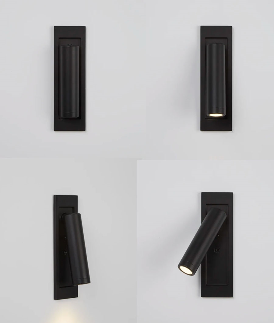 Swivel LED Spot Light - Wall Recessed in Black or Satin Nickel