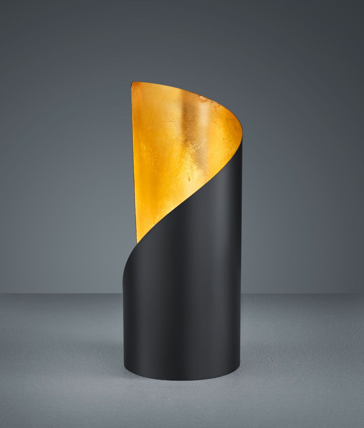 Table or Floor Uplight in Black with Gold Interior