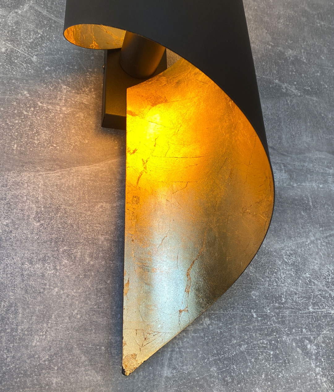 A Larger Sized Wall Light - Curled Black and Gold Wall Light