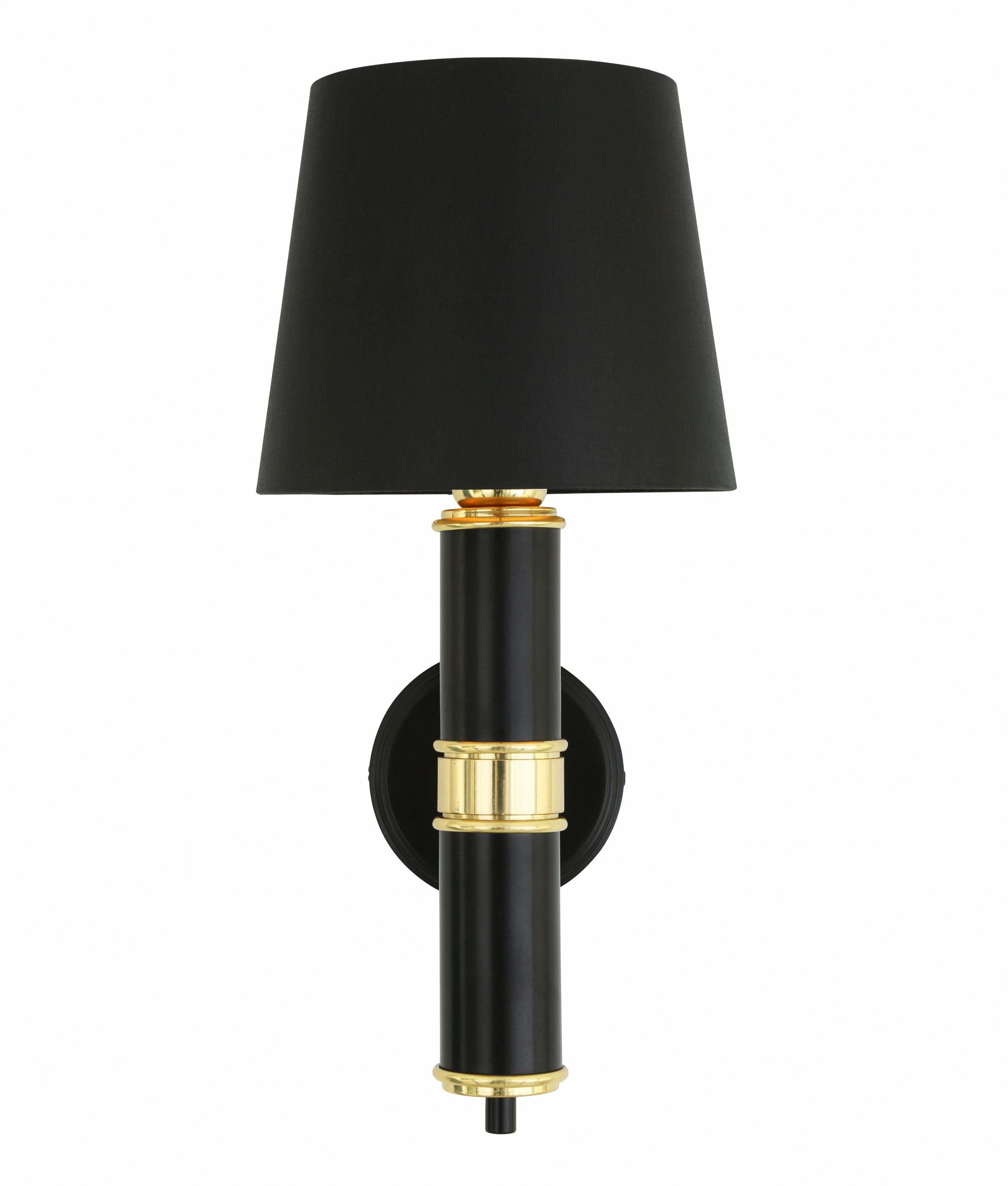 Black Matt Shaded Wall Light with Brass Detail