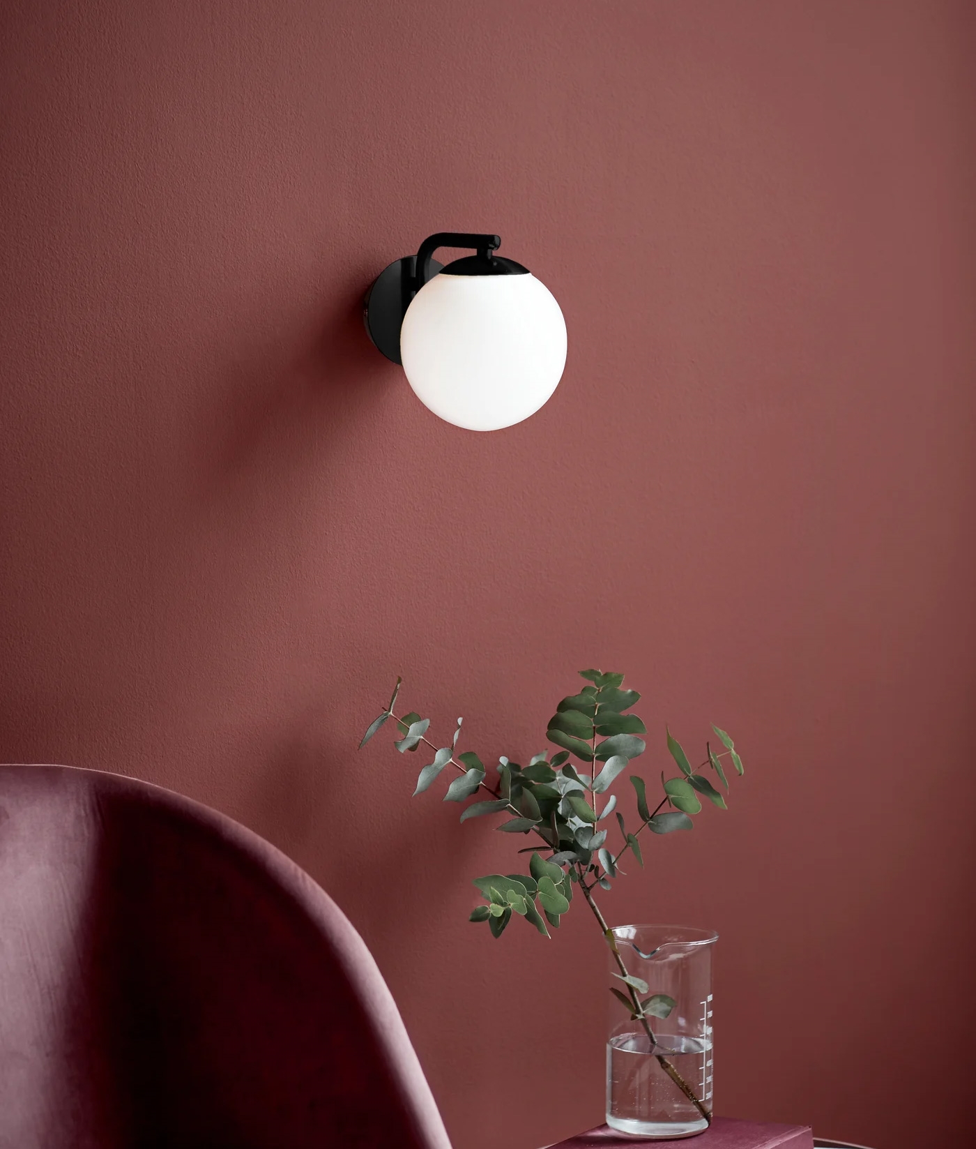 Wall Light with Globe Opal Glass in a Bauhaus Style