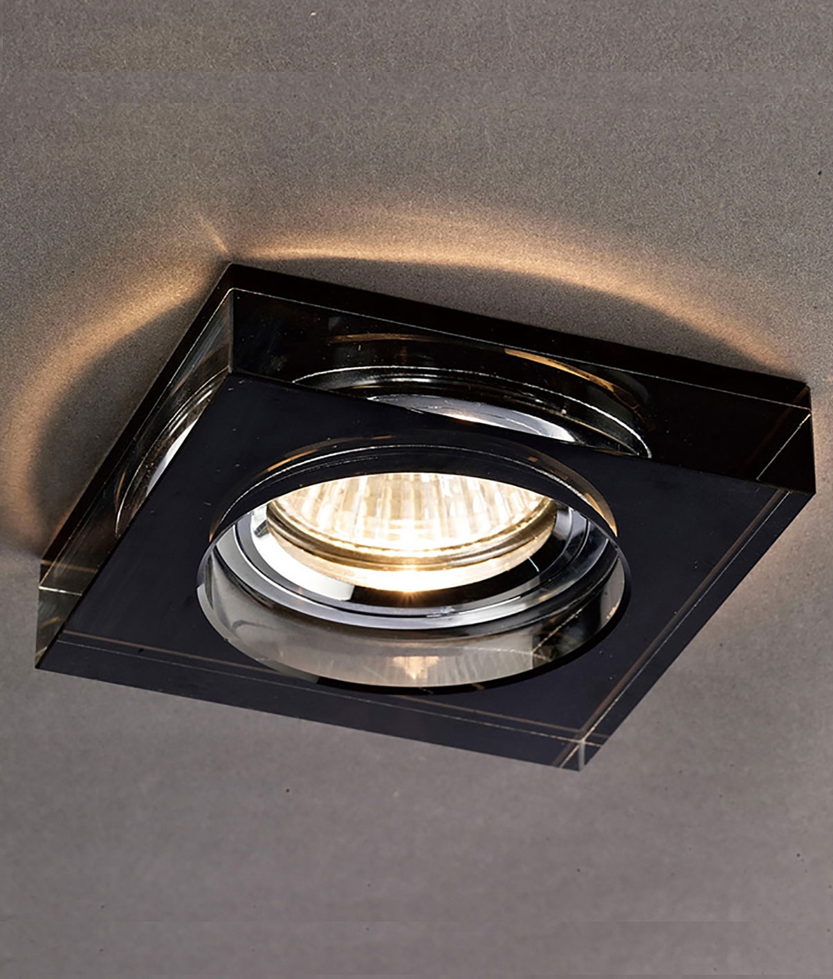 Square Crystal Glass Downlight with Deep Recessed Lamp