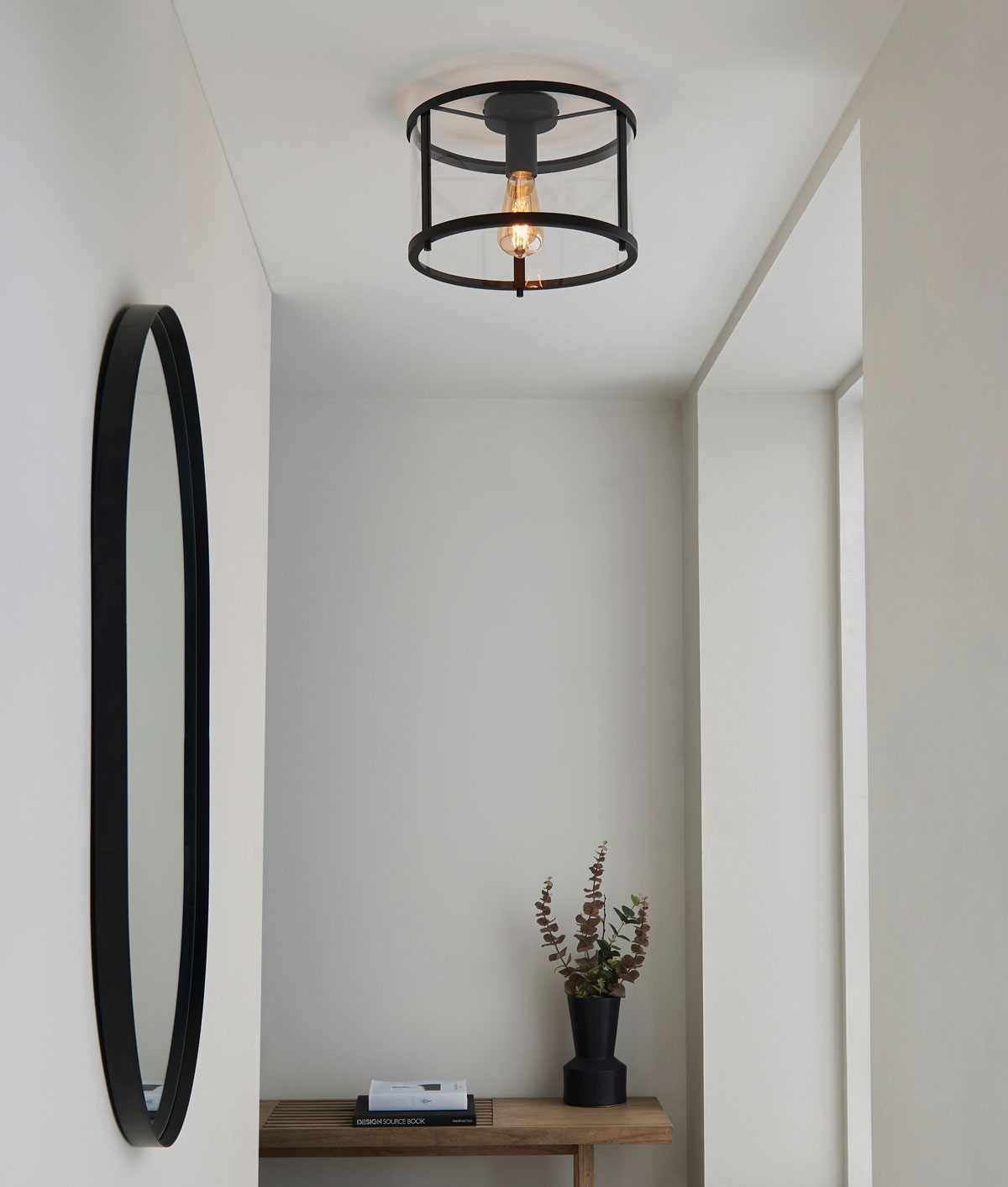 Clear Glass Flush Mounted Ceiling Lantern Diameter 310mm