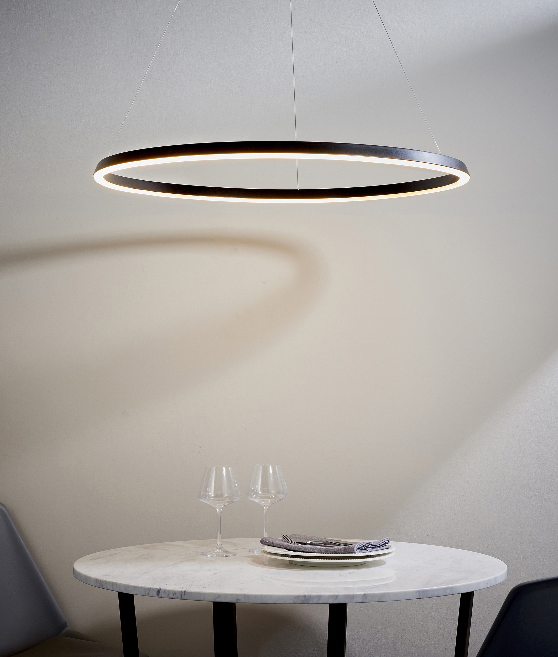 Contemporary 80cm LED Ring Pendant Light - Matt Black or White