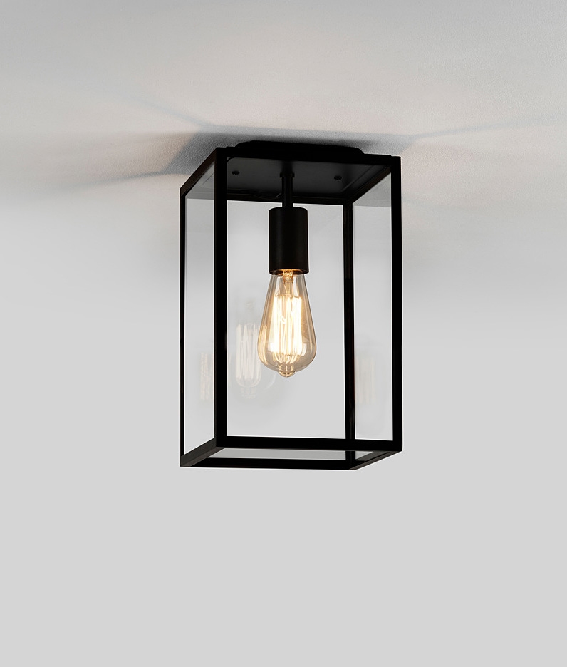Framed Glass Porch Lantern - Ceiling Mounted Box Lantern