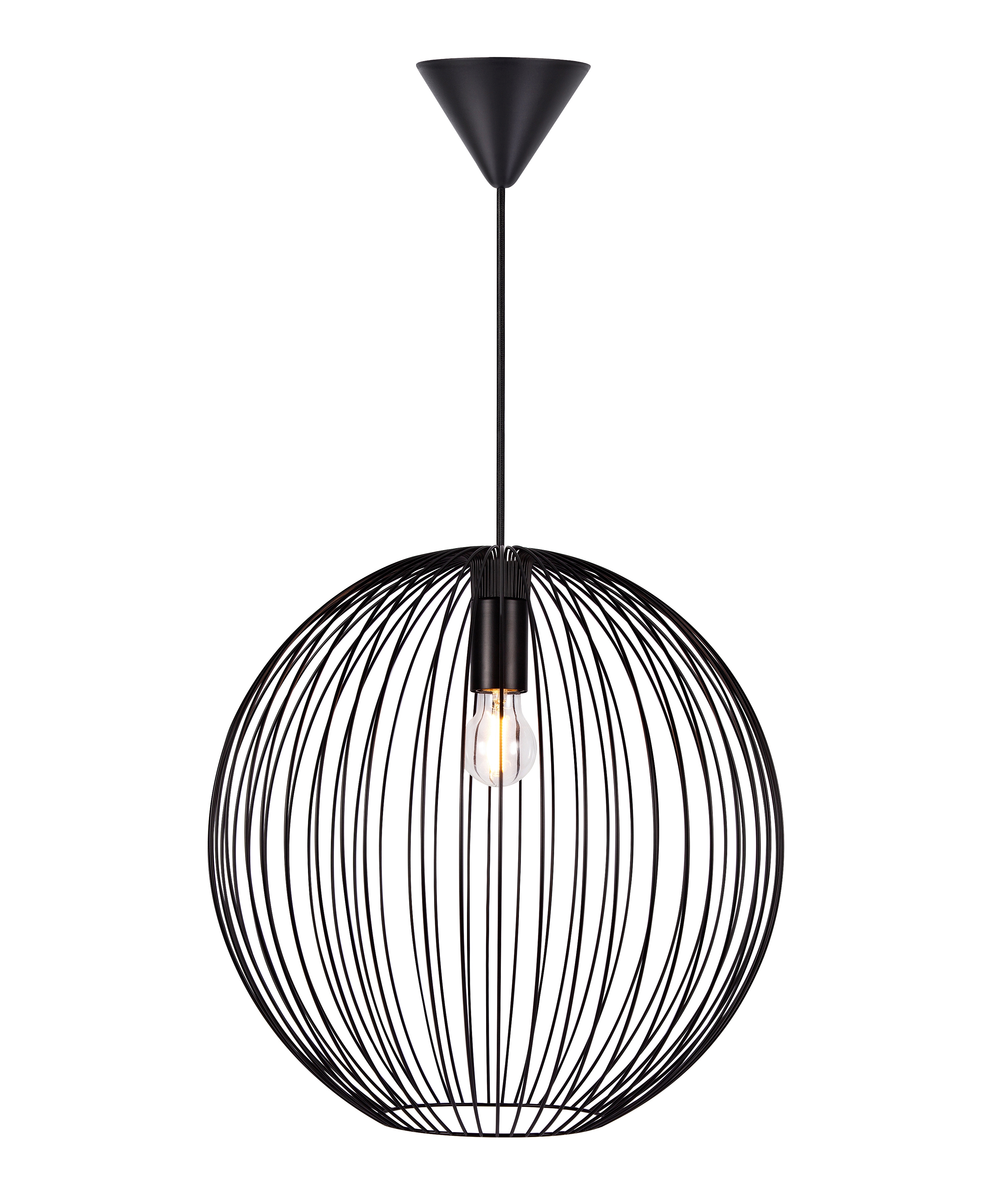 2 Metre Drop Black Open Framework Wire Pendant Light - 3 Sizes