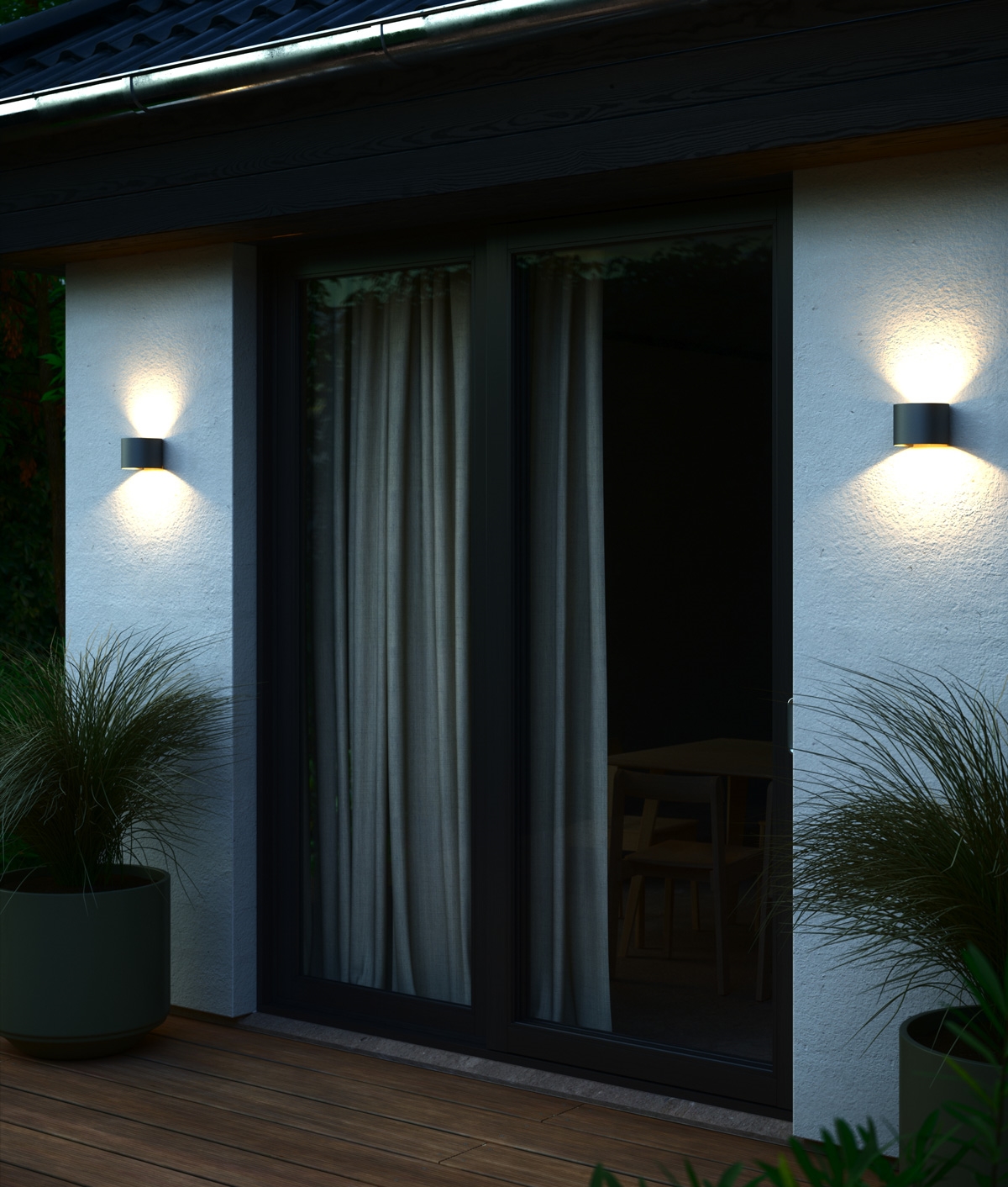 Adjustable LED Filtered Light Up and Down Exterior Wall Light
