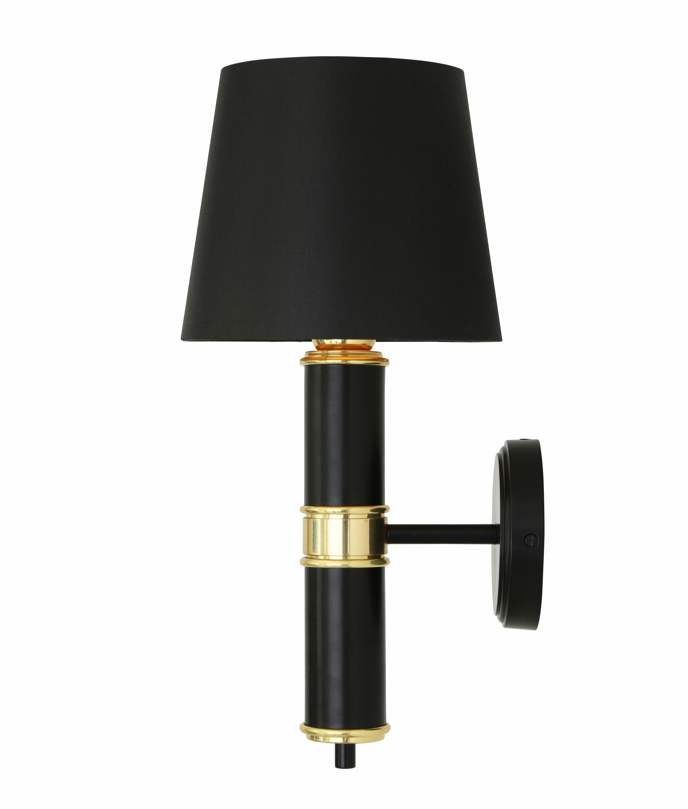 Black Matt Shaded Wall Light with Brass Detail
