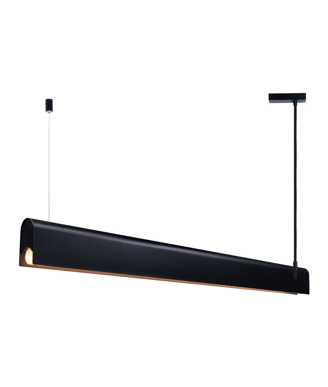 Metre Wide Linear Suspended Pendant in Black Finish