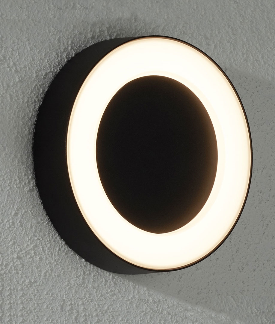 Black Round LED Ceiling or Wall Light IP54