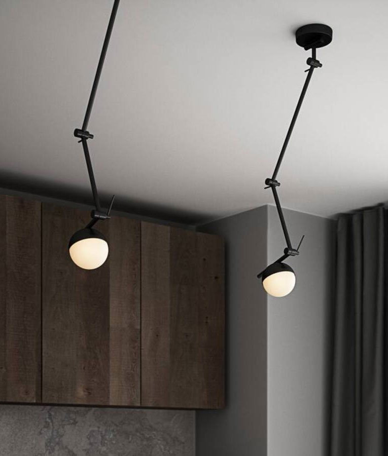 Opal Glass Shade Highly Adjustable Wall or Ceiling Mounted Light