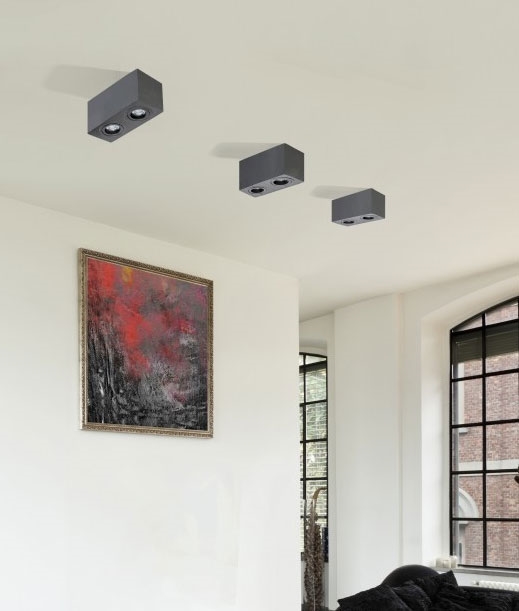 Square Surface Mounted Downlight IP44 - Two Sizes - Black or White