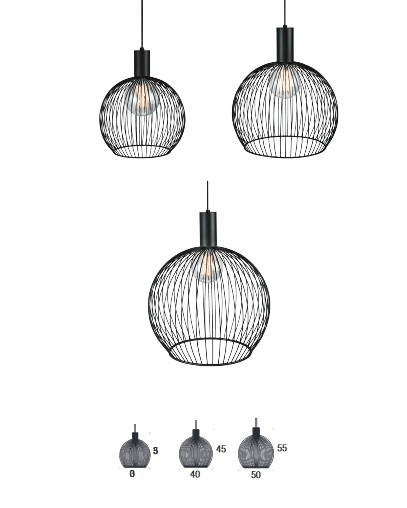 Steel Rod Round Pendant Light in 3 Sizes