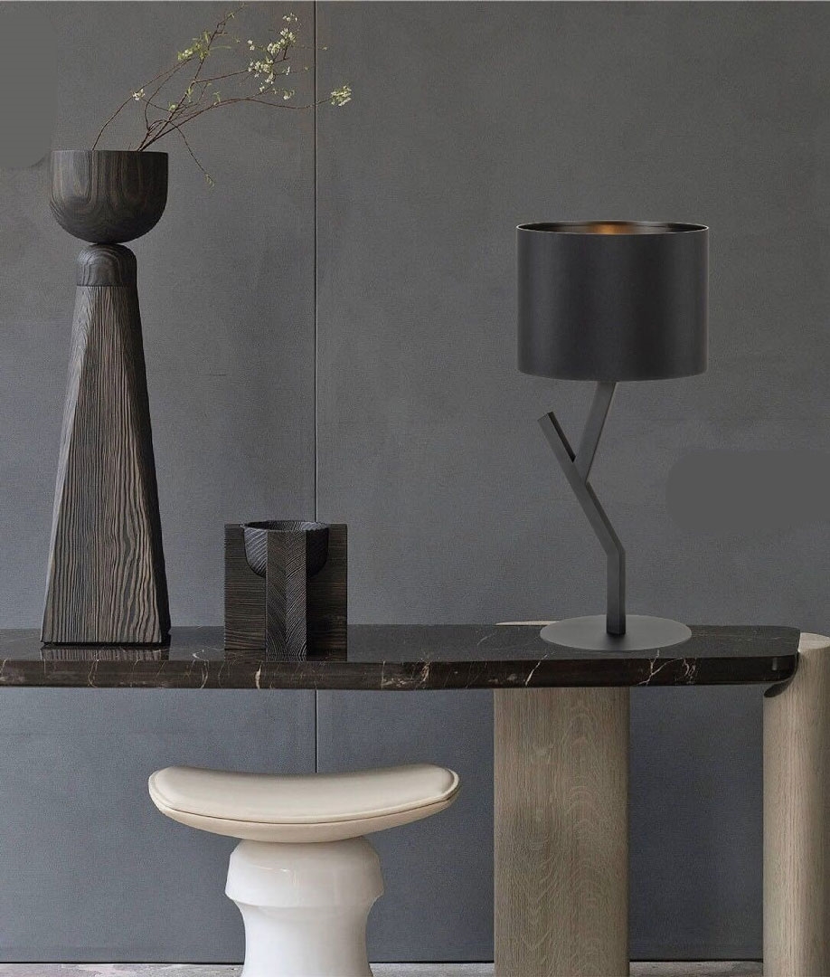 Modern Black Angled Table Lamp with Shade