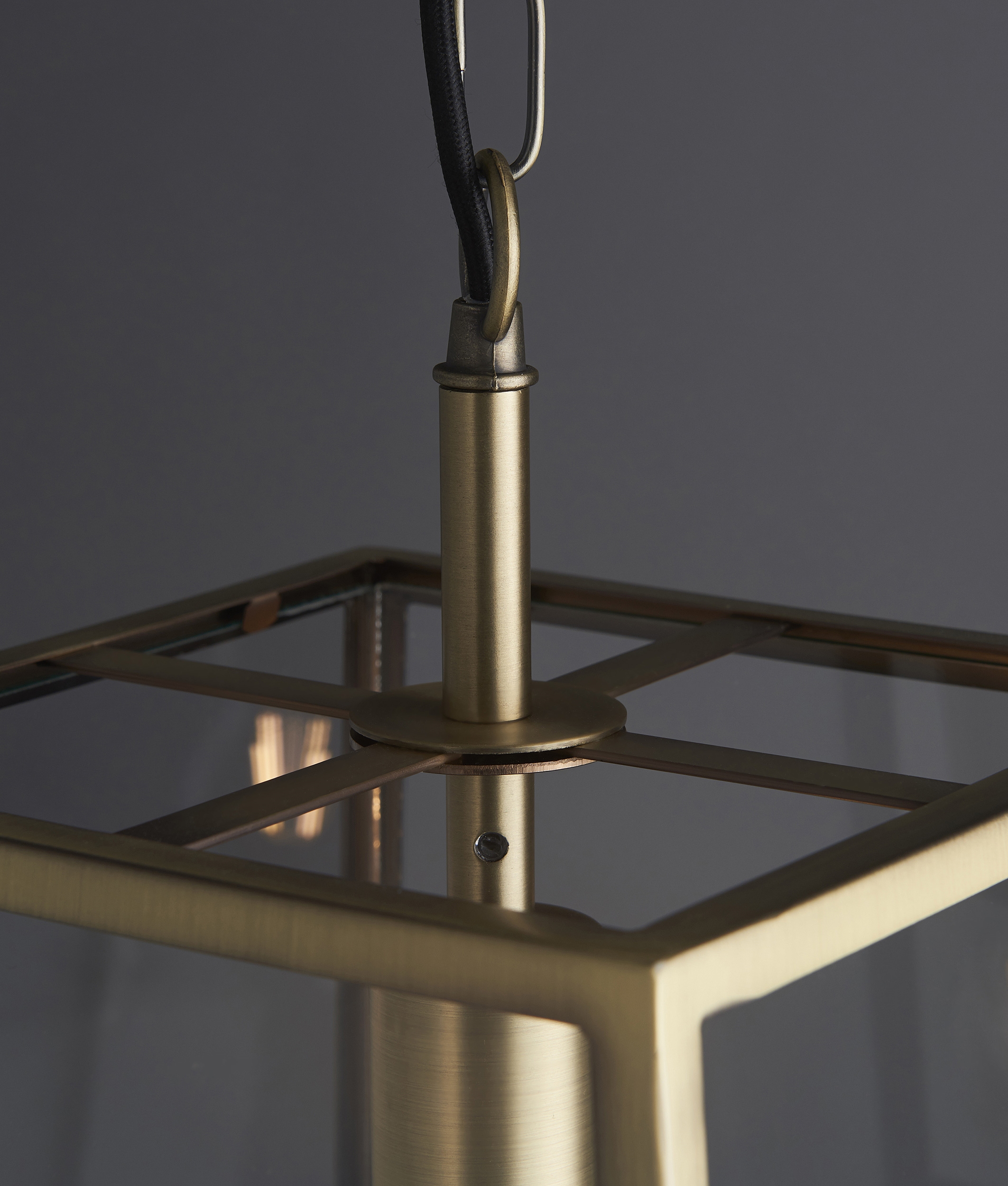 Tapered Box Pendants with Clear Glass - Brass, Nickel or Black
