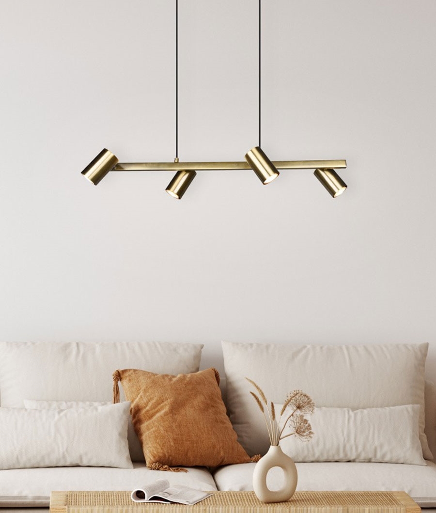 4 Adjustable Spotlights on a Suspended Ceiling Pendant - 3 Finishes