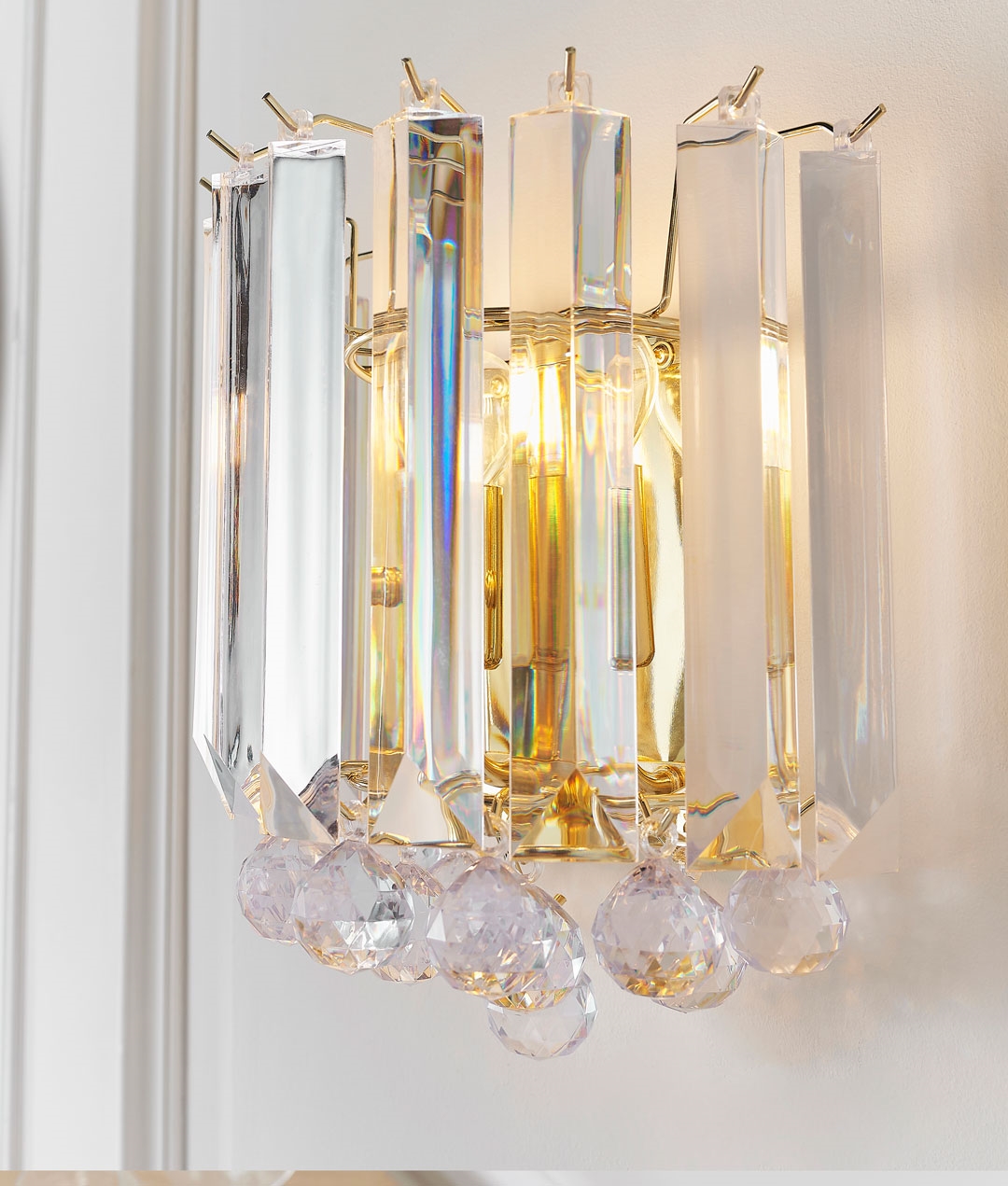 Twin Wall with Acrylic Rods and Droplets - Brass or Chrome FInish