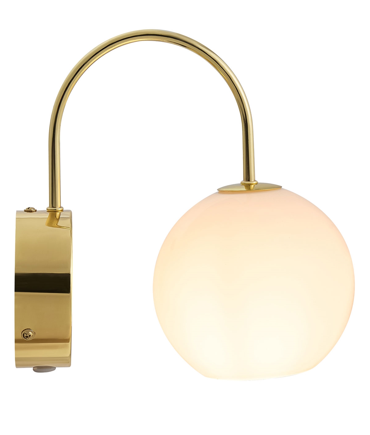 Brass Swan Neck Wall Light with Opal Shade