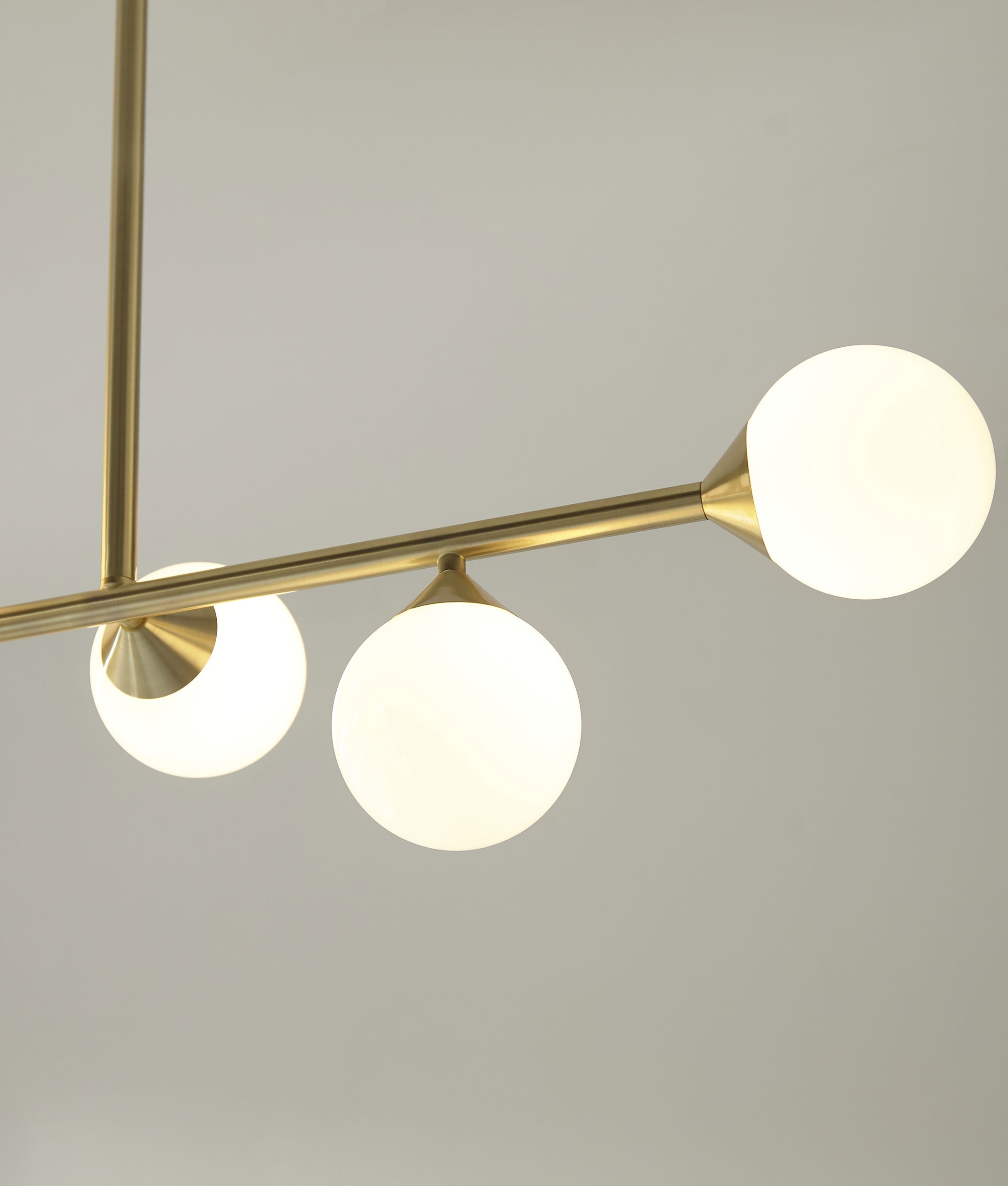 5 Lamp Drop Rod Semi-Flush Ceiling Light - Black Chrome or Brass