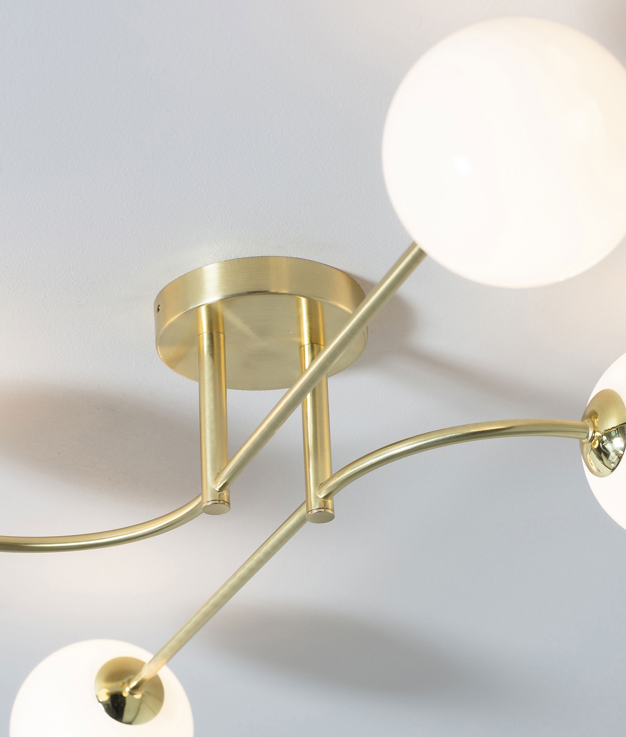 Mid-Century Modern Ceiling Light with 4 Opal Glass Globes