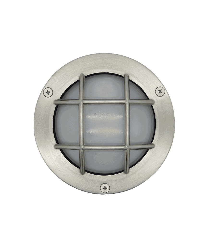 Cast Miniature Bulkhead Light with Satin Nickel Finish & Caged Design ...