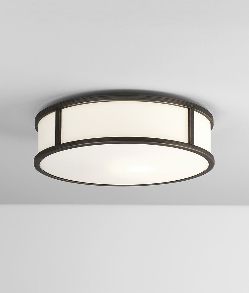 Art Deco Round Framed Opal Glass LED Bathroom Flat Ceiling or Wall ...
