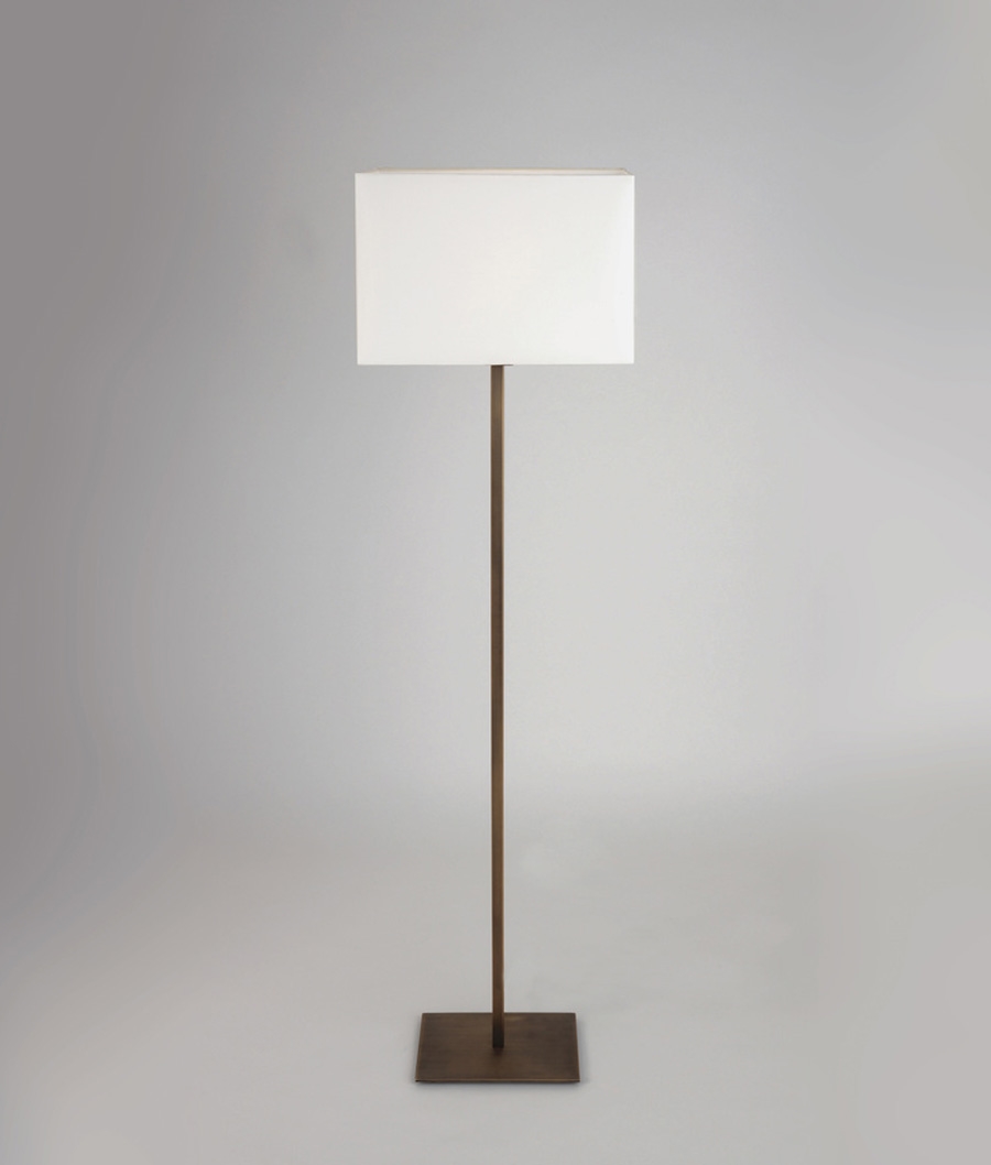 Floor Lamp with Square Stem and Floor Plate Optional Fabric Shade