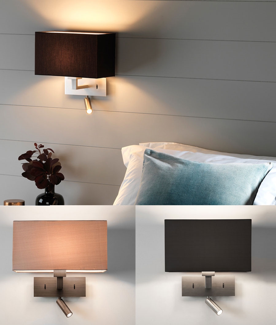 Bedside Wall Light with Dual Switch Built-in for Main Light and LED ...